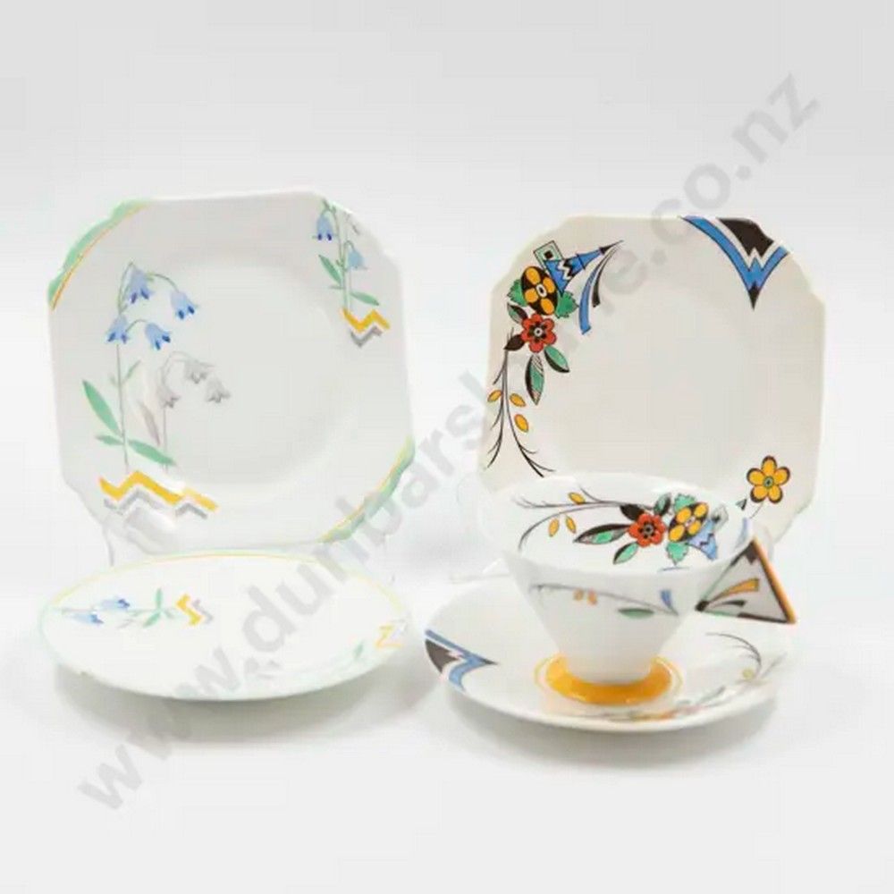 Shelley Art Deco Tea Set with Triangular Handle - Shelley - Ceramics