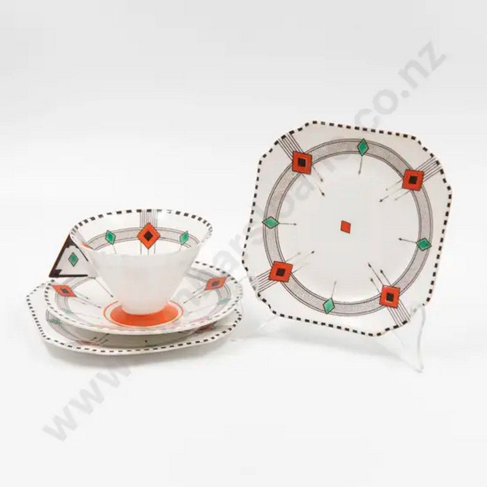 Shelley Art Deco Tea Set with Triangular Handle - Shelley - Ceramics