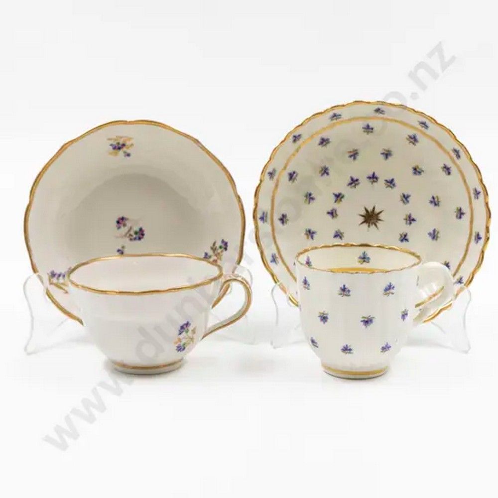 Early 19th Century Tea Cup & Saucers: Derby and Caughley - Derby (but ...
