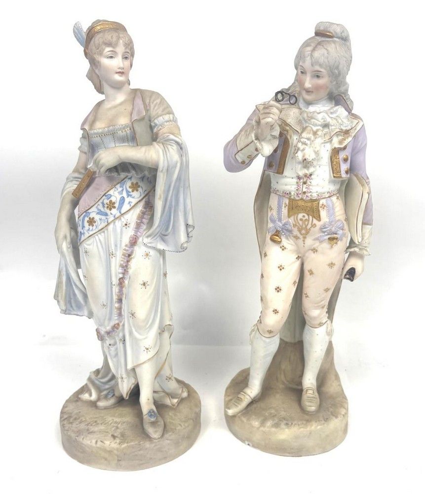 Antique Bisque Lady and Gentleman Figures in Traditional Costume ...