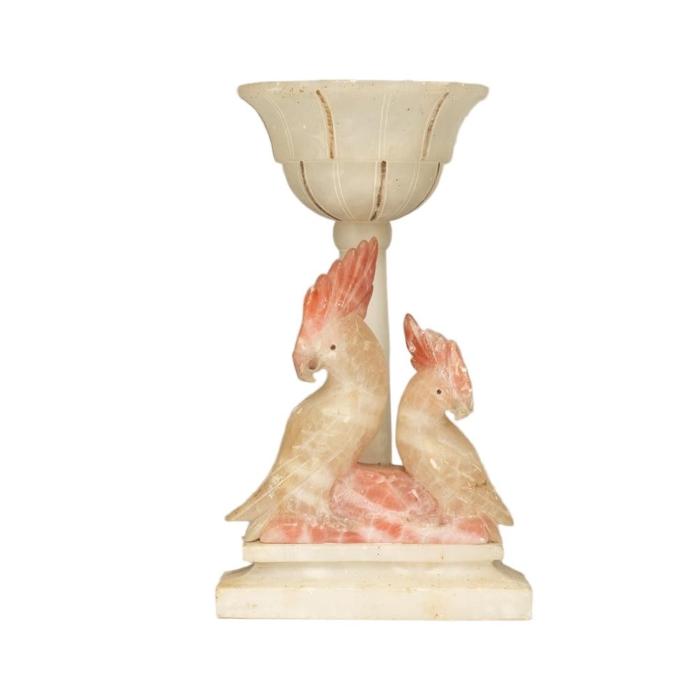 Alabaster Pink Cockatoo Table Lamp - 30cm Height (Untested) - Alabaster ...