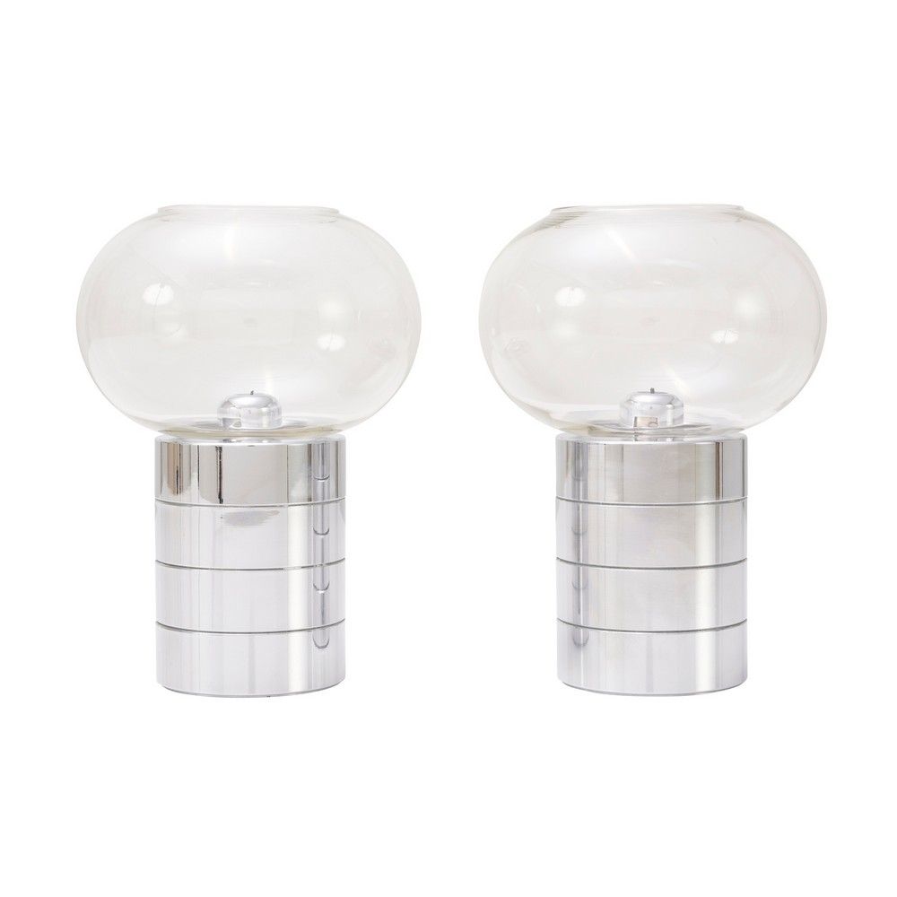 Chrome candle holders with spring loaded design and detachable glass ...