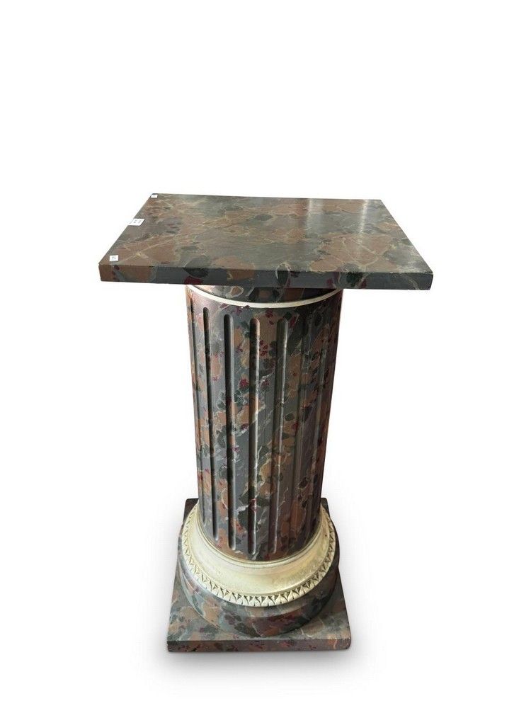 Faux Marble Wood Column Pedestal with Rotating Square Top - Pedestals ...