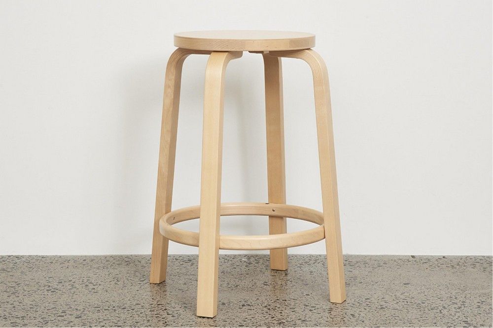 Alvar Aalto Bar Stool, Model 64, Birch, Artek, Anibou Label ...