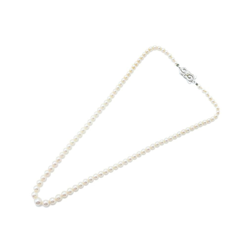 Vintage Mikimoto Akoya Pearl Necklace with Silver Clasp & Box - Necklace/Chain - Jewellery