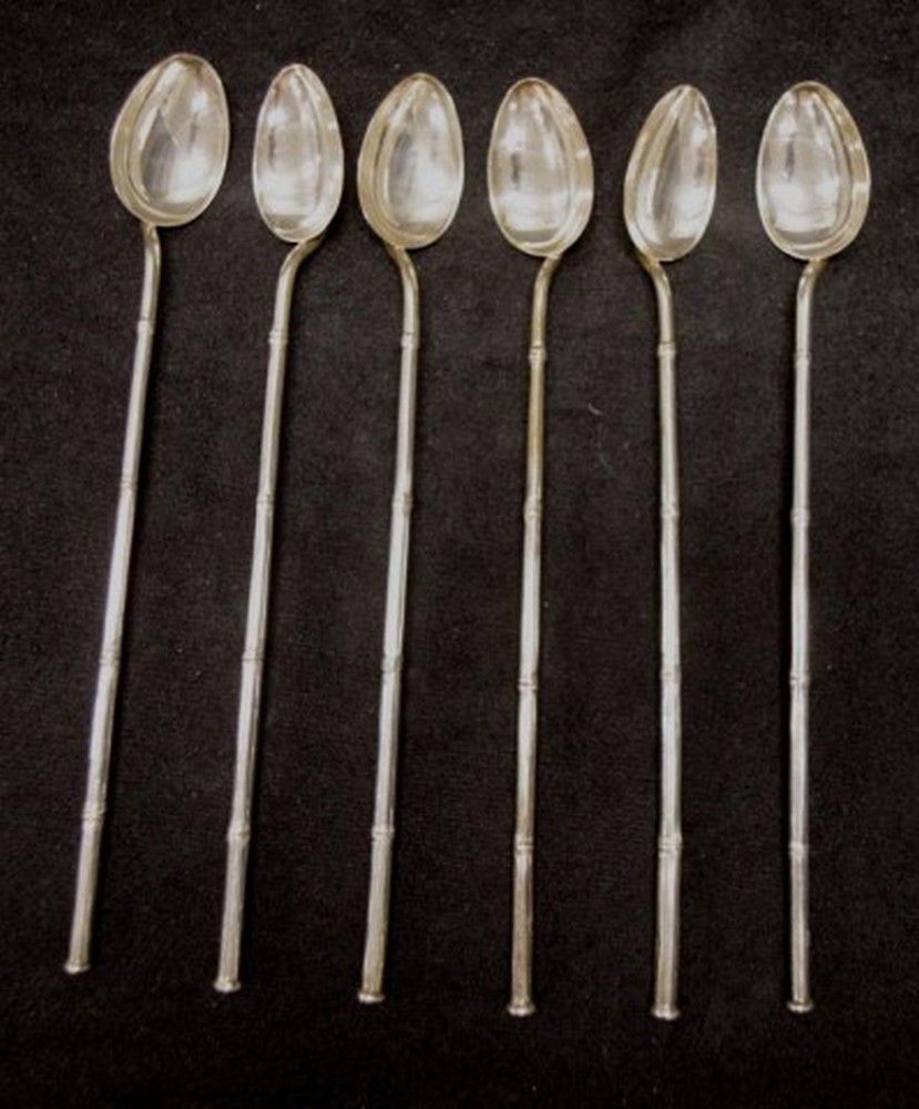 Chinese Silver Bamboo Sundae Spoons Set - Zother - Oriental
