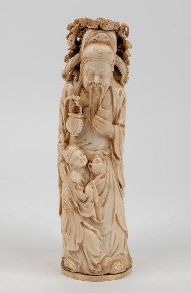 Chinese Carved Ivory Statue: Man and Boy, 19th/20th Century - Ivory ...