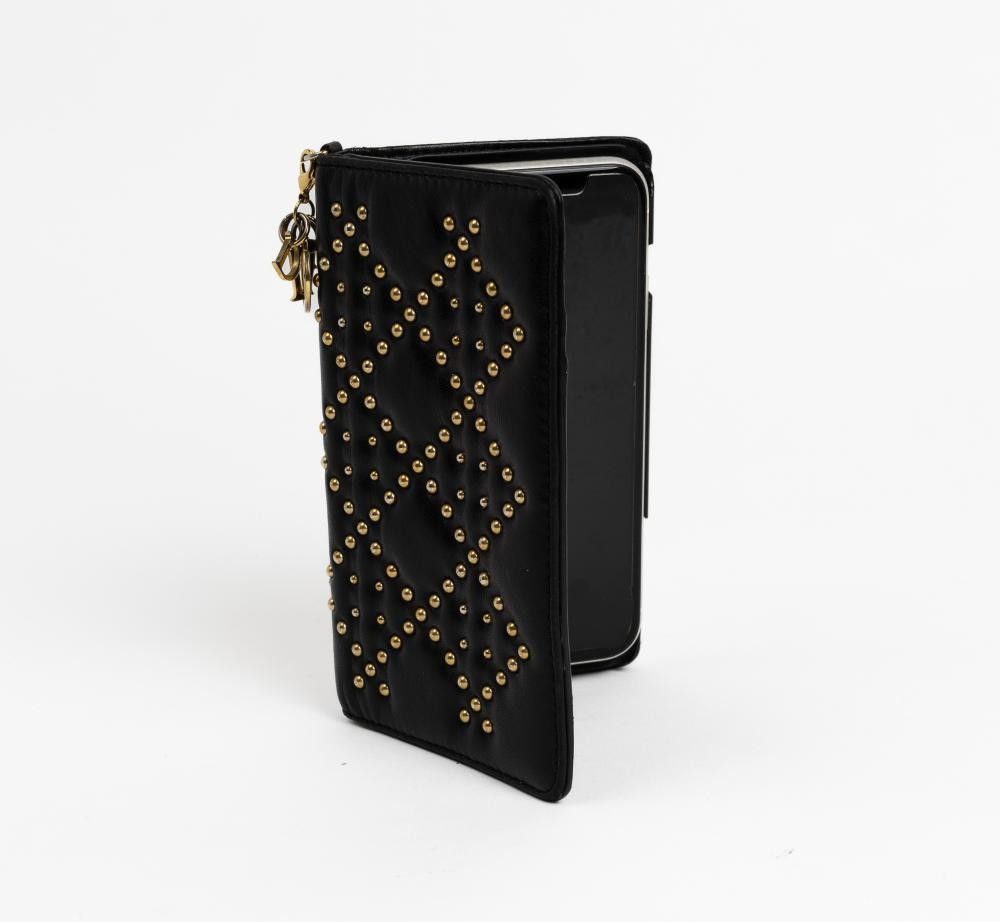 Dior Leather Flip Case with Gold Studs - Telephones - Household Objects