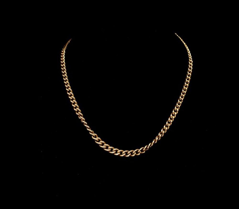 Antique 9ct Gold Graduated Curb Link Fob Chain - Necklace/Chain - Jewellery Antique 9ct Gold Graduated Curb Link Fob Chain - Necklace/Chain - Jewellery