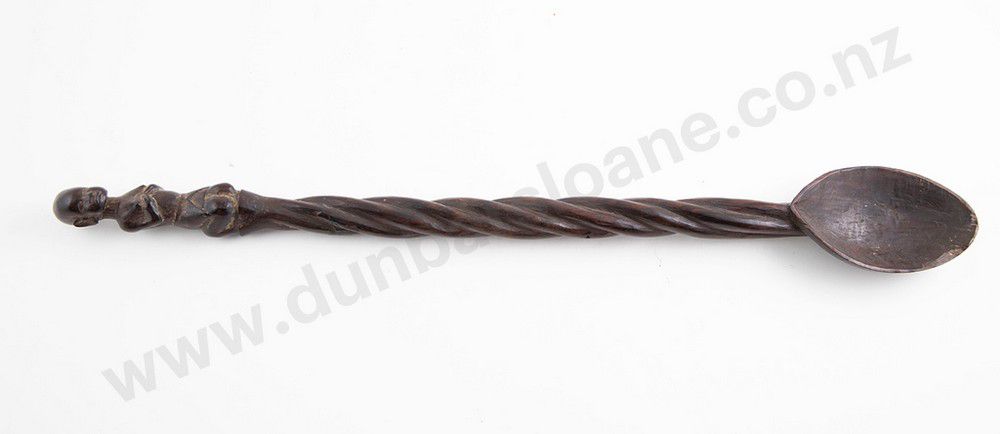 African Twist Carved Hardwood Spoon - 43cm Length - African - Tribal
