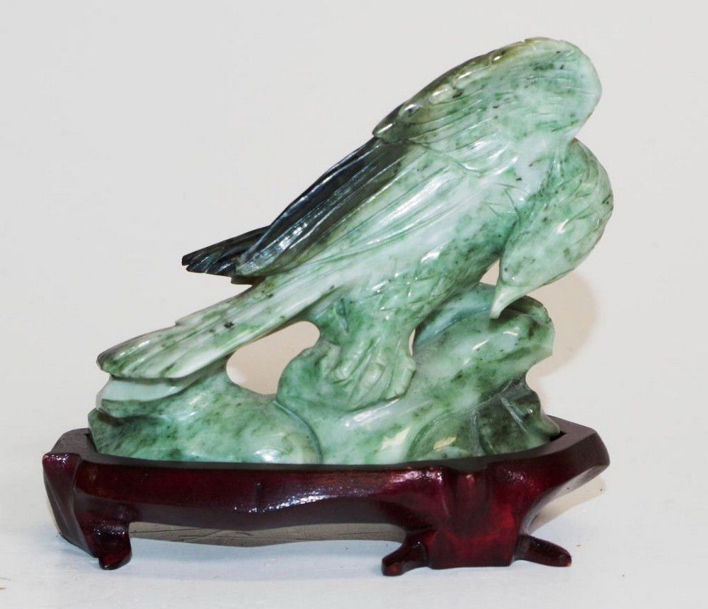 Jade Eagle on Timber Stand - Jade - Oriental