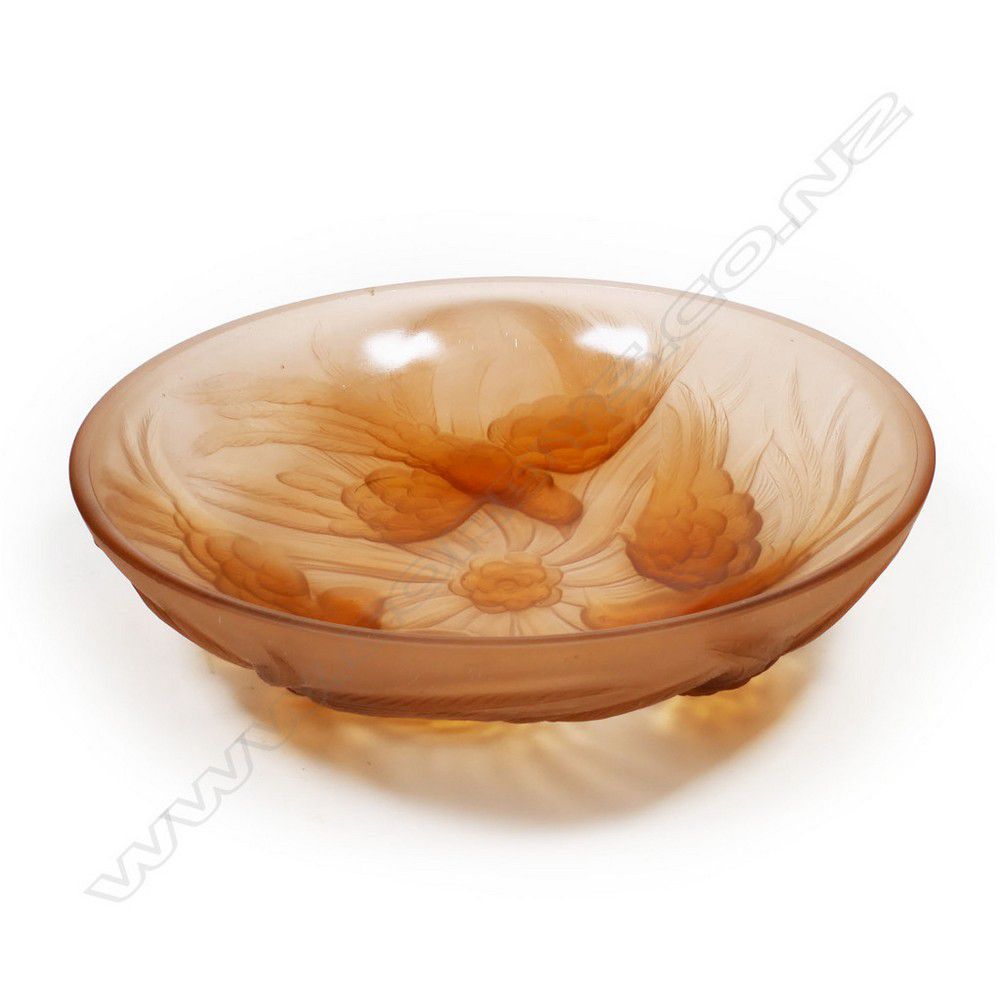 Art Deco Jobling Glass Bowl with Bird Motif - British - Victorian - Glass