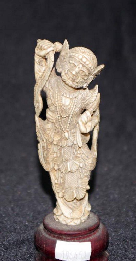 Carved Ivory Deity on Timber Base - Zother - Oriental