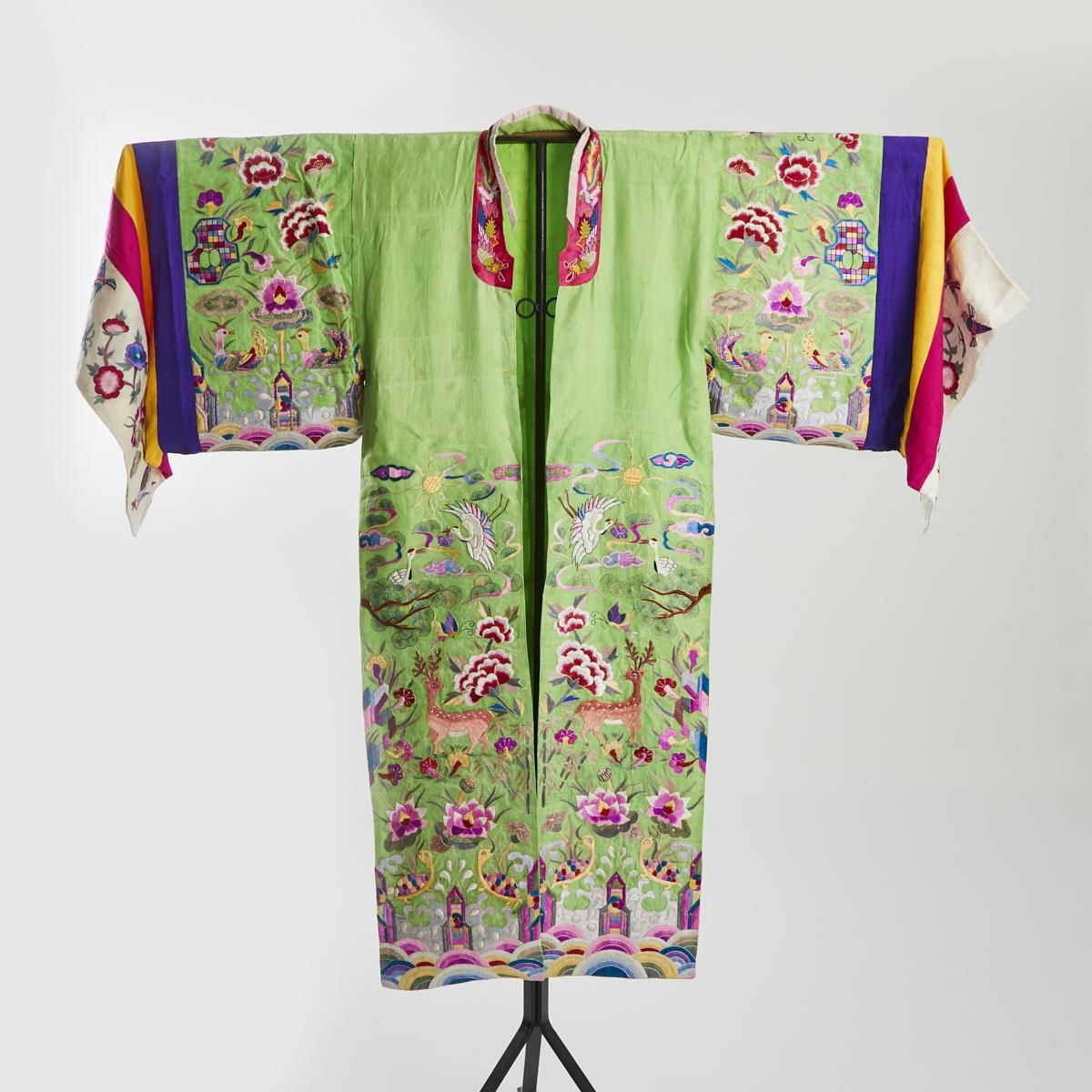 Lime Green Hwalot Robe with Bird and Flower Embroidery - Textiles ...