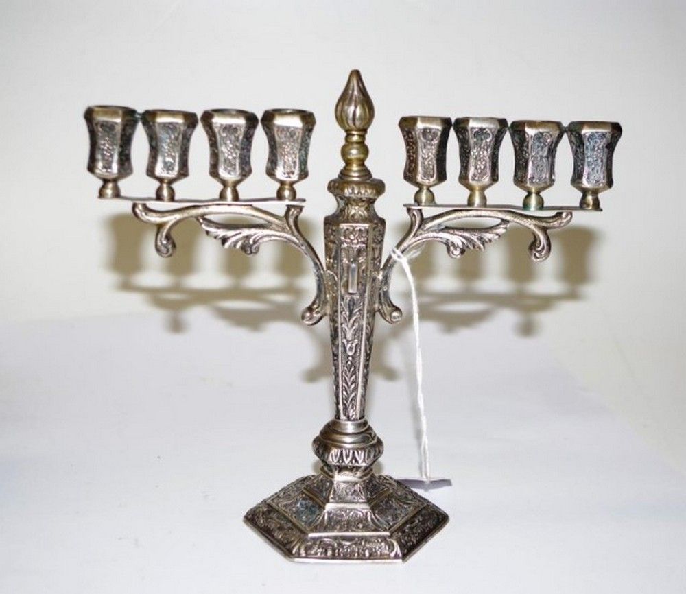 800 Marked Silver Menorah, Total Weight 340 Grams, Authentic - Sporting ...