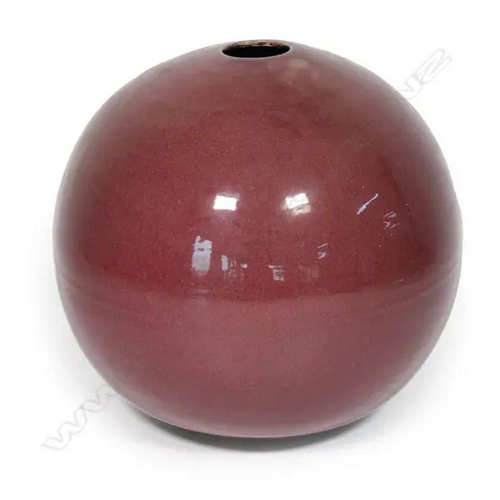 Plum Glazed Orb Vase by Richard Cadness, 1980s Gallery Purchase - New Zealand Potters & Themes ...