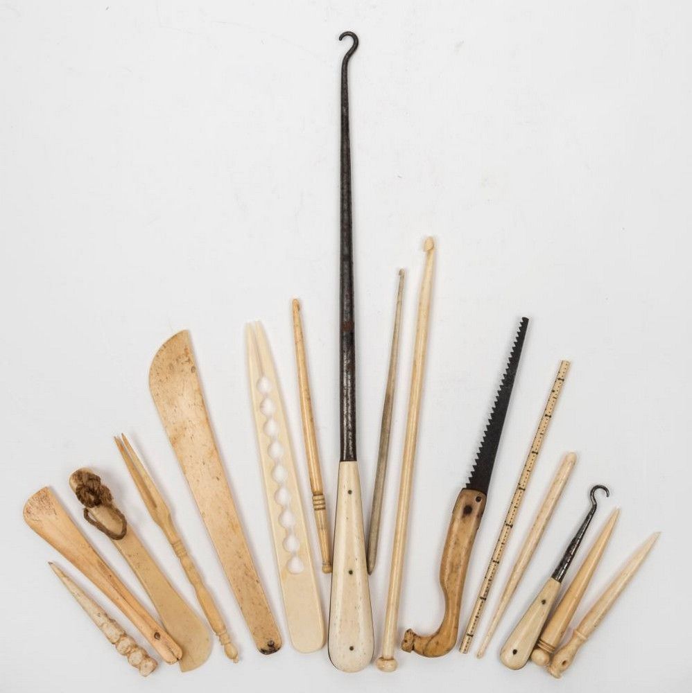 Assorted Whale Bone Implements Collection - 17 Pieces - Whalebone ...