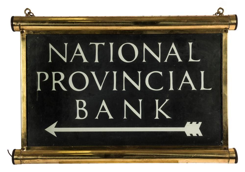 Vintage National Provincial Bank Double Sided Sign, 20th Century ...