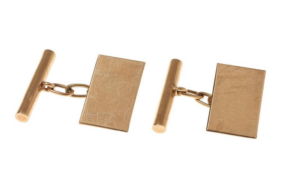 9ct Gold Rectangular Cufflinks with Bar Backs - Cufflinks & Studs ...