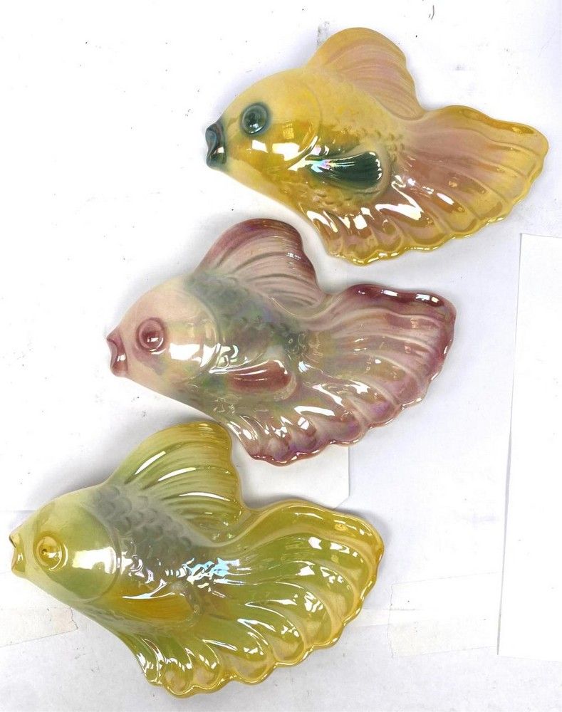Set of Three Lustre Fish Wall Vases by Pates Pottery - Pates Pottery ...