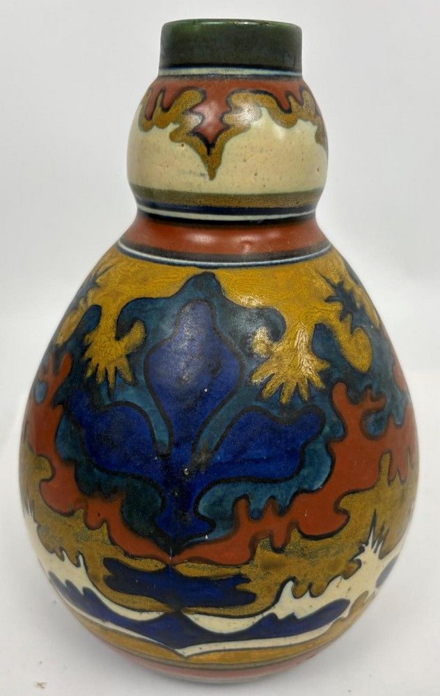 Art Deco Gouda Holland Pottery Vase with Graphic Pattern - Gouda - Ceramics