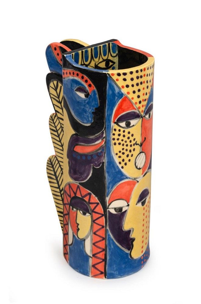 Barbara Swarbrick Hand-Painted Face Art Pottery Vase, 1987 - Australian ...