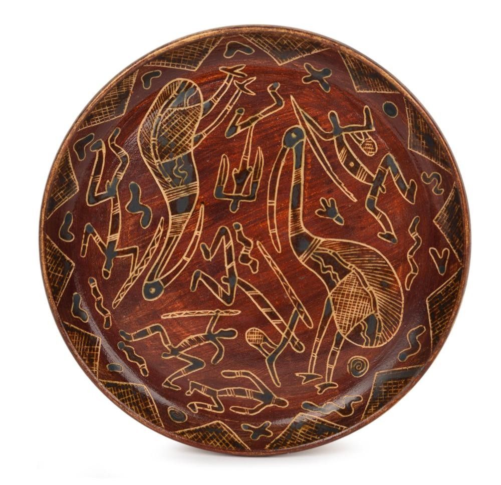 Carl Cooper Aboriginal Sgraffito Pottery Plate, Australia, 1954, 18cm ...