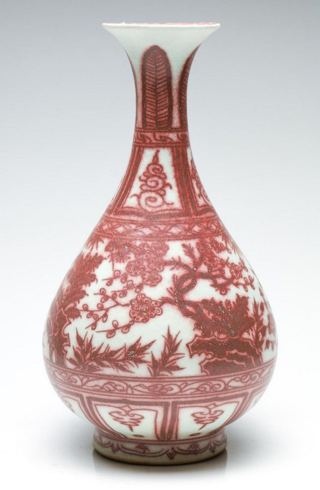 Red and White Chinese Temple Vase - 37cm - Ceramics - Chinese - Oriental