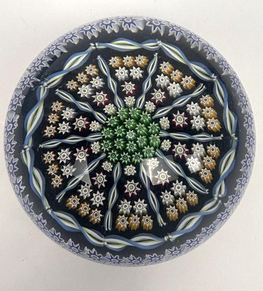 Peter McDougall Scotland Millefiori Glass Paperweight with PMD Cane ...