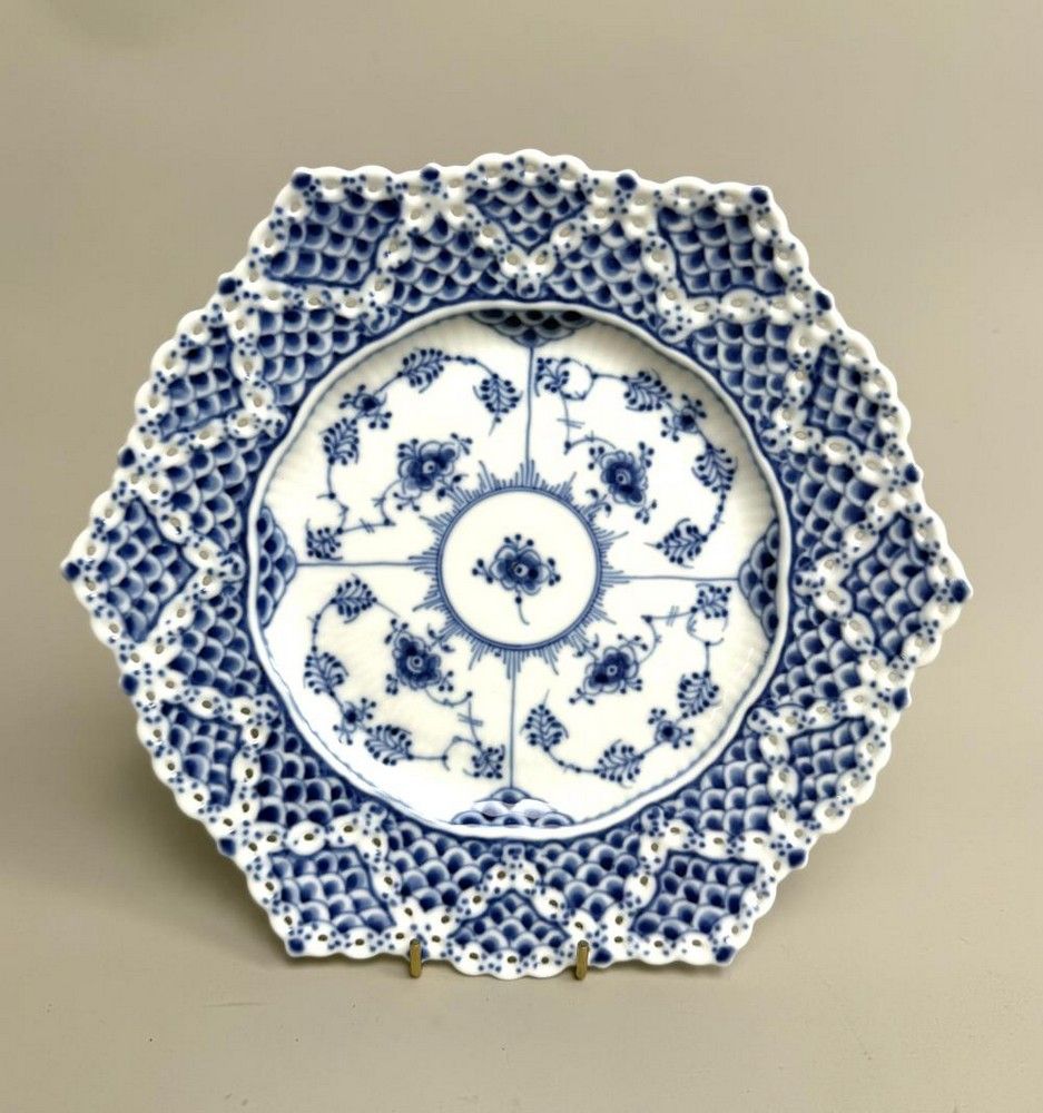 Royal Copenhagen Blue & White Full Lace Porcelain Plate, 20th Century ...