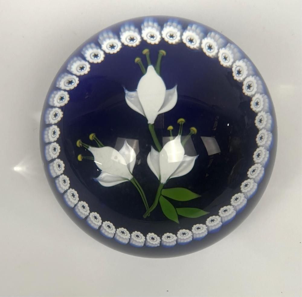 Caithness Scotland Snowdrops Glass Paperweight 1987 Marked Base 7.5cm ...