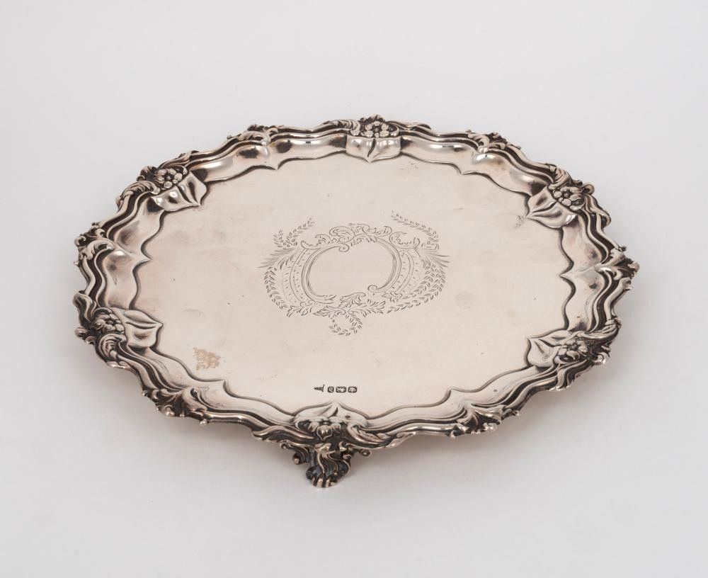 Antique English Sterling Silver Salver by Walker & Hall, 1896 - Trays ...