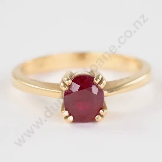18ct Ruby Ring with 1.51ct Oval Cut Stone, Size N - Rings - Jewellery