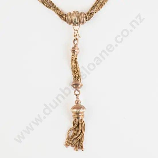 Victorian 9ct Triple Chain Necklace with Detachable Tassel Pendant ...