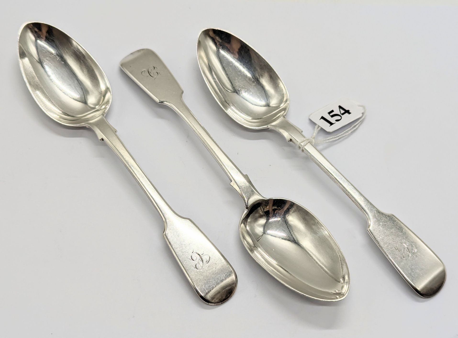 Victorian Sterling Silver Entree Spoons, London 1853, Fiddle Pattern ...