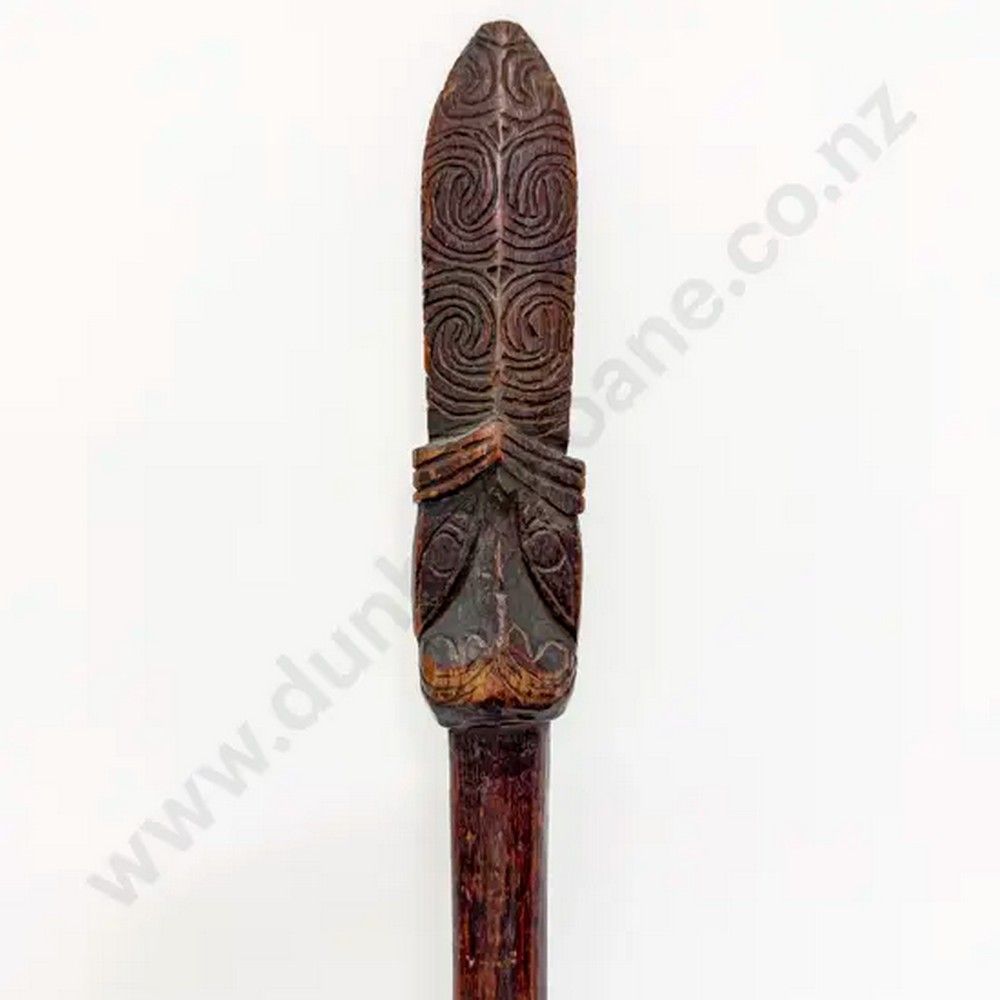 Short Carved Wooden Taiaha with Irregular Head and Tongue - New Zealand ...