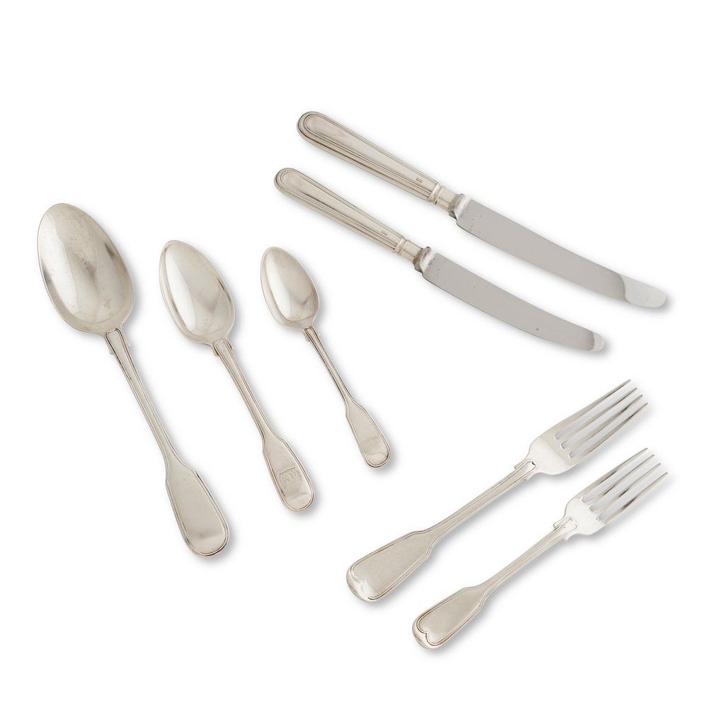 Antique English Sterling Silver Flatware Service, Fiddle Thread Pattern ...