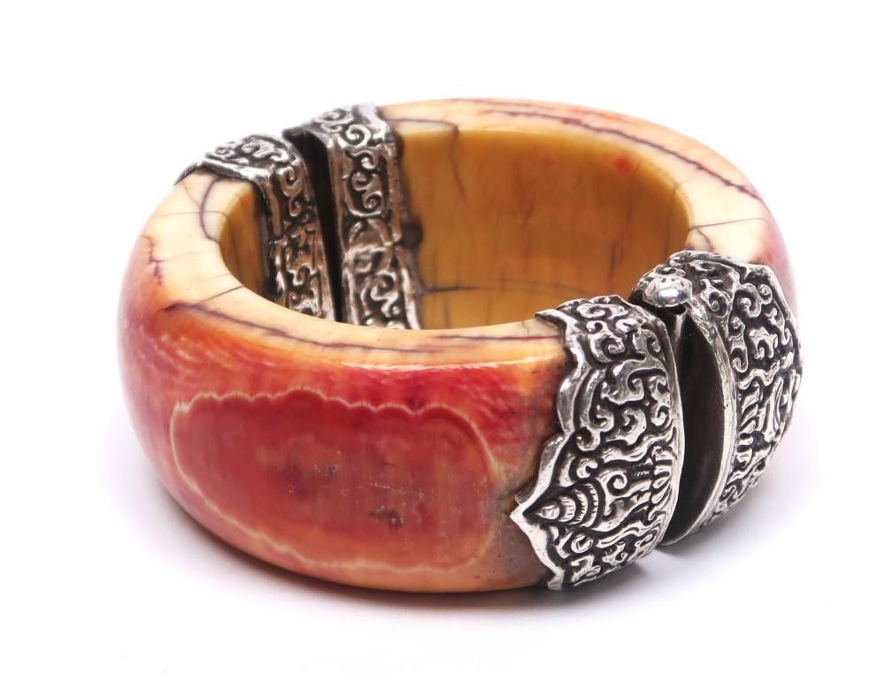 South Asian Ivory Bangle with Sterling Silver Pin Clasp - Bracelets ...