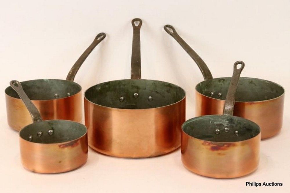 Circa 1900 French Copper Saucepan Set with Cast Iron Handles - Copper ...