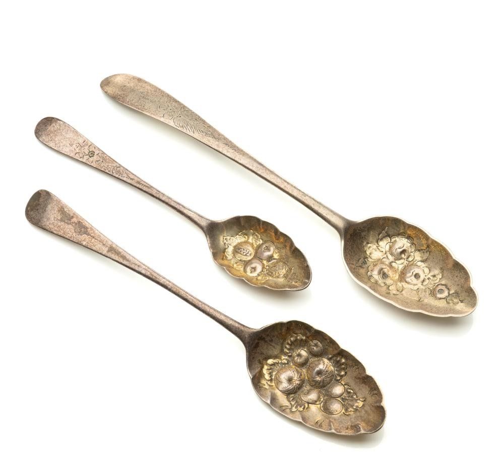 Georgian hallmarked sterling silver berry spoons set, 126g weight ...