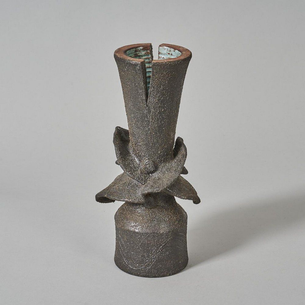 Textured Blue Ikebana Vase by Clive Brooker - Zother - 20th Century ...