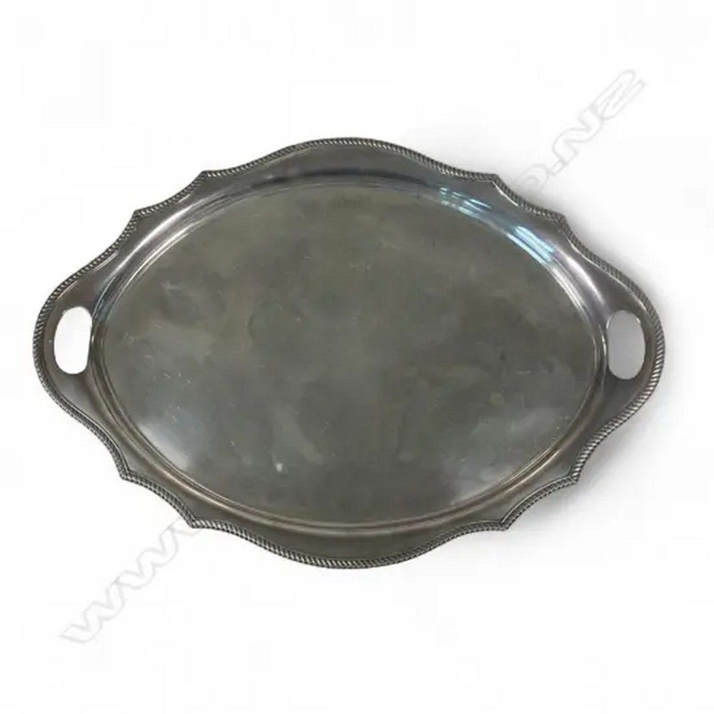 1940s Large Silver Banquet Tray by Walker & Hall, Chester - Trays ...