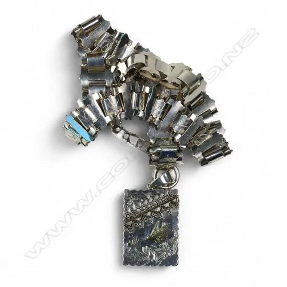 Victorian Silver Mayoral Chain Necklace with Engraved Swallows and ...
