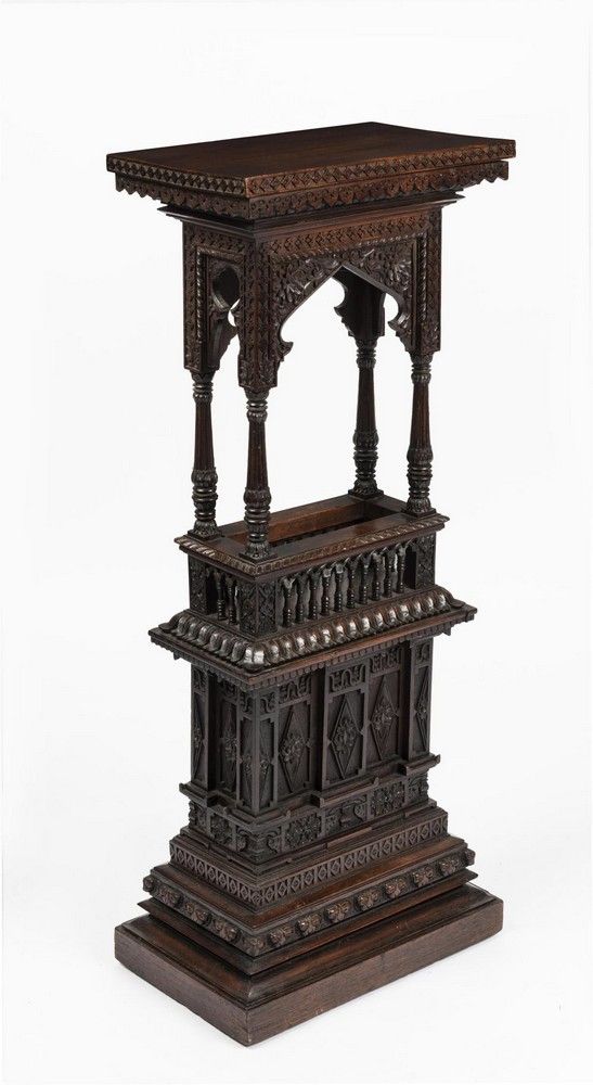 19th Century Anglo-Indian Padauk Carved Pedestal with Ornate Details ...