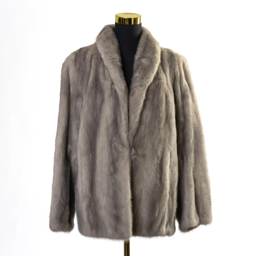 Vintage Grey Mink Fur Jacket with Shawl Collar, Size M - Furs - Costume ...