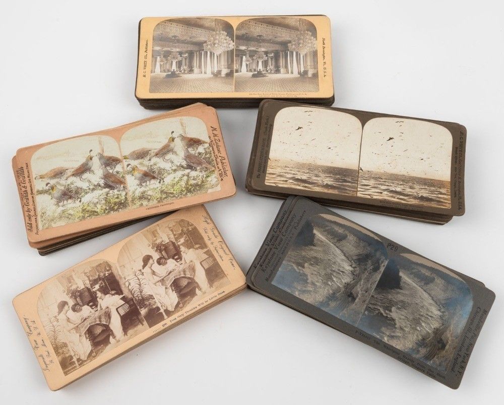 Collection of Stereo Cards from Various Publishers (88 cards ...