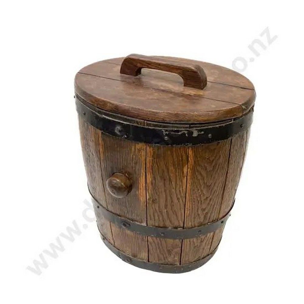 Victorian Oak Coopered Barrel with Fixed Handle Lid - Zother - Small ...