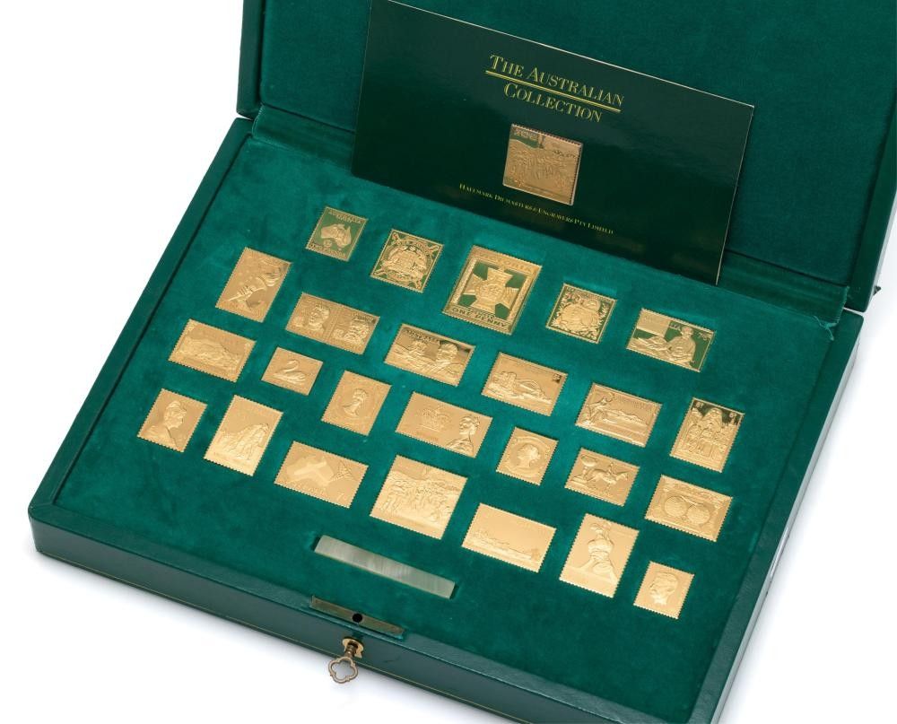 Australian Gold Plated Silver Stamp Set with Extra and Cert - Stamp ...