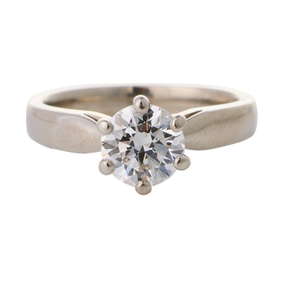 Platinum .91ct Round Diamond Solitaire Ring, GIA Certified, Size I ...