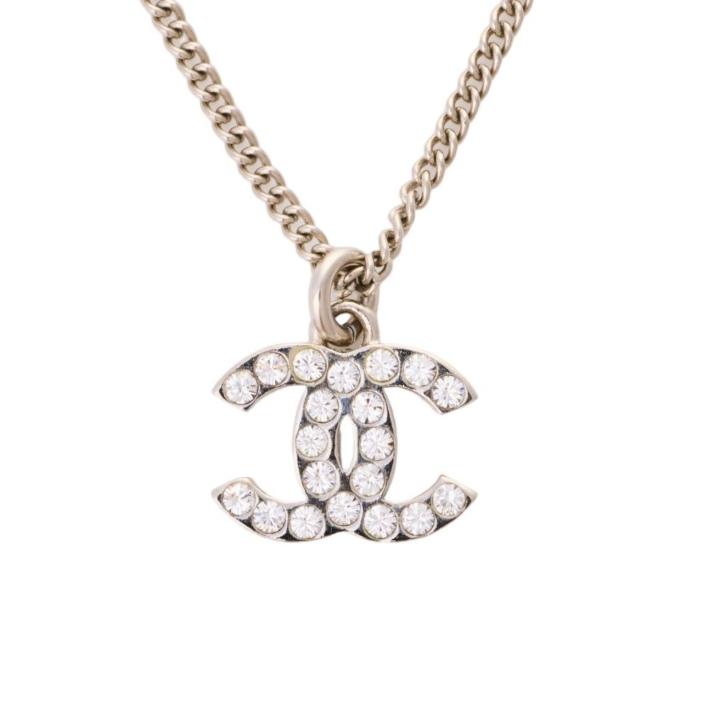 Chanel CC Logo Pendant Necklace with White Crystals, Made in France ...